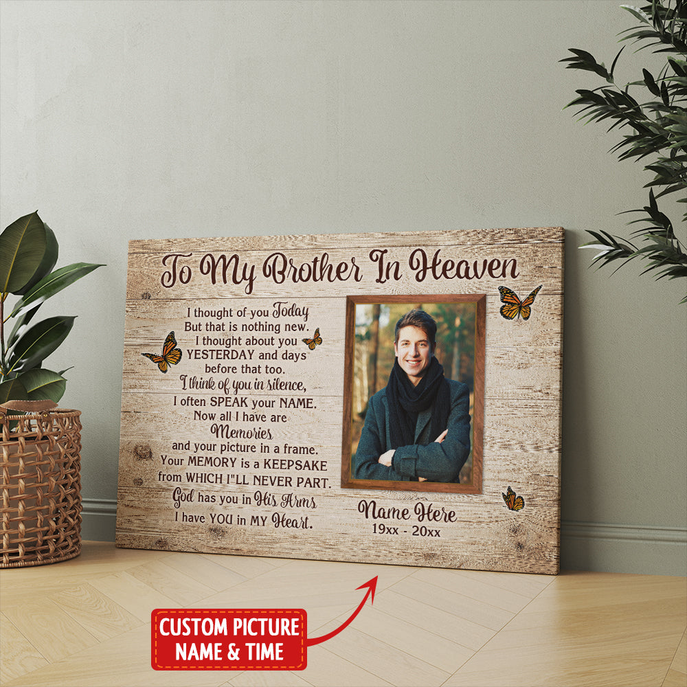 Brother Memorial Canvas Gift| To My Brother In Heaven Sympathy Gift Fo ...