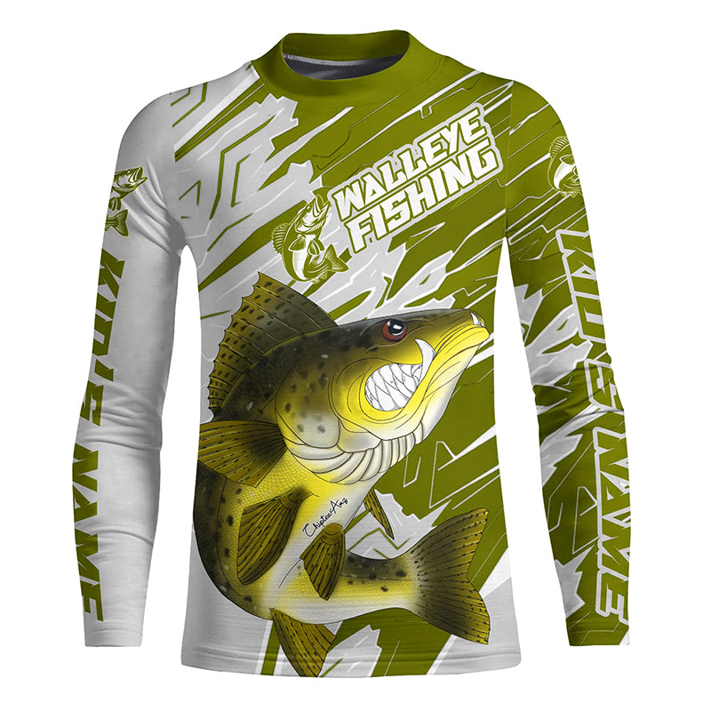 Angry Walleye Custom Long Sleeve Tournament Fishing Shirts, Walleye Fi ...