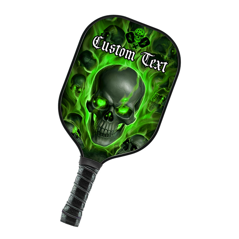 Green Flame Skull Custom Halloween Pickleball Paddle For Men And Women ...