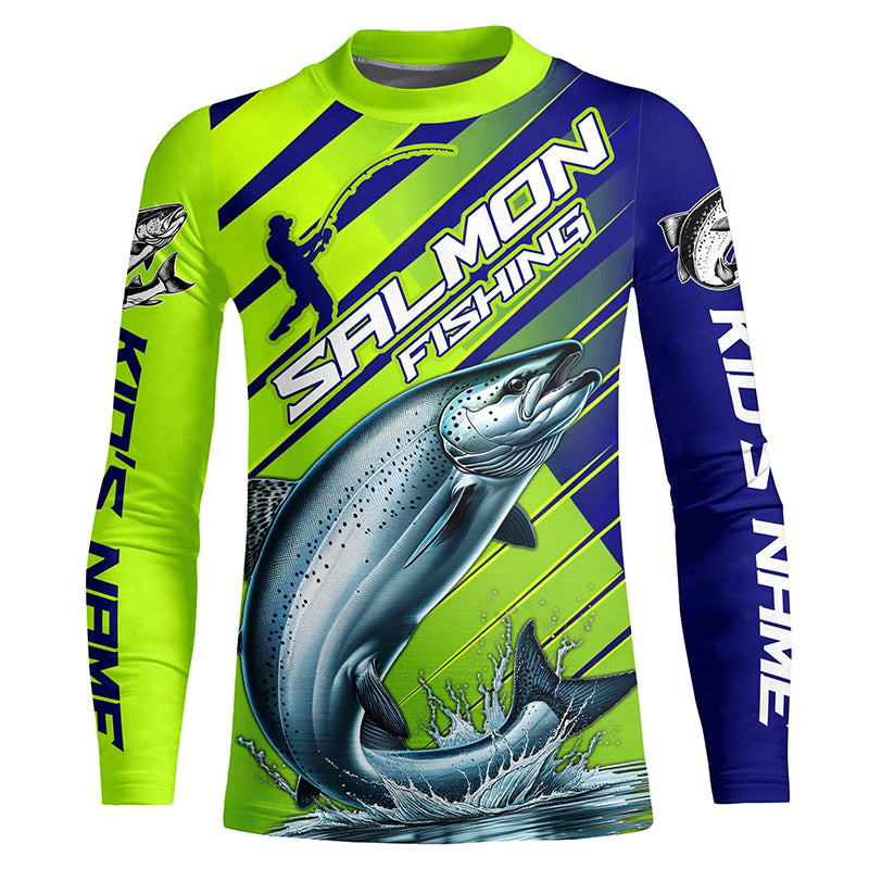 Chinook Salmon Custom Long Sleeve Fishing Shirts, Salmon Fisherman Fis ...
