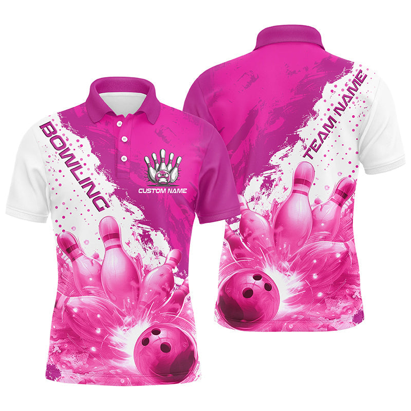 Pink Flame Strike Bowling Custom Team Shirts For Men And Women, Bowler ...