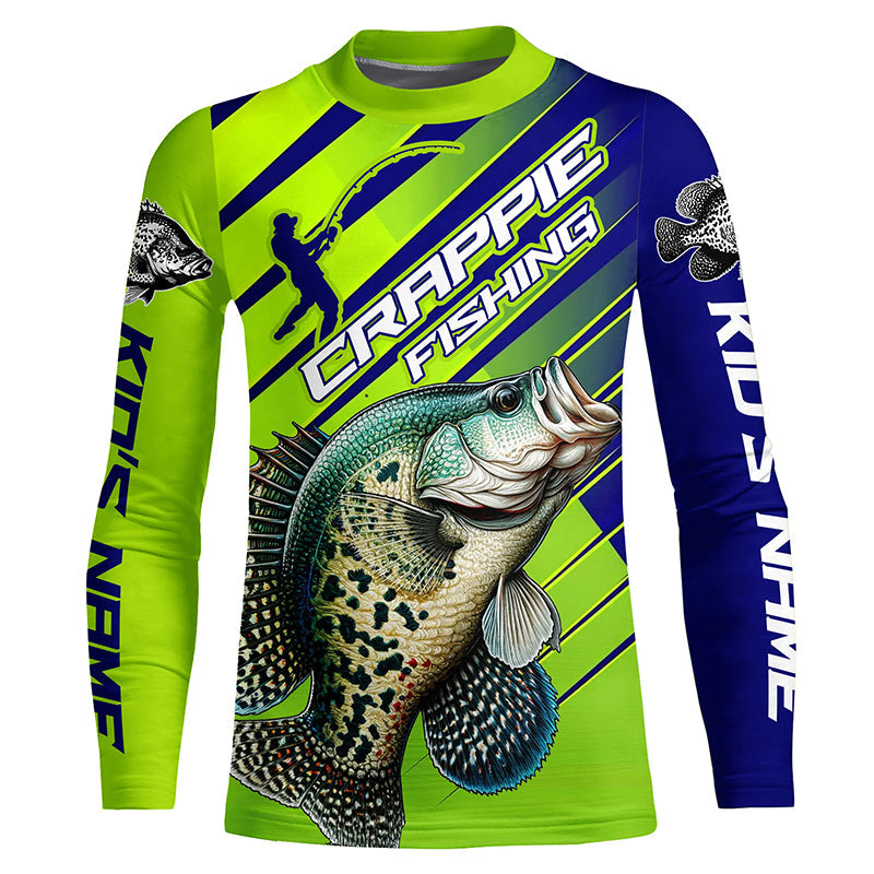 Crappie Fishing Custom Long Sleeve Tournament Shirts, Green And Blue C ...