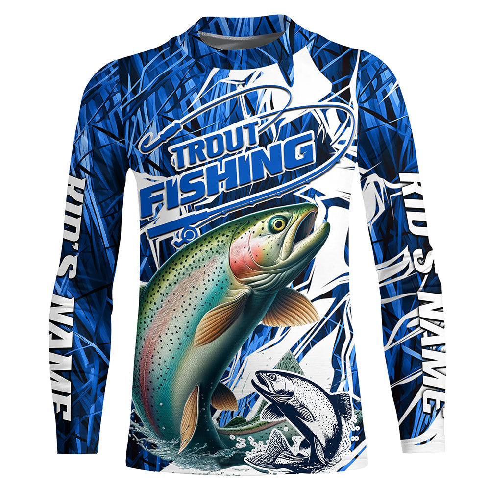 Custom Rainbow Trout Long Sleeve Performance Fishing Shirts, Trout Fly ...
