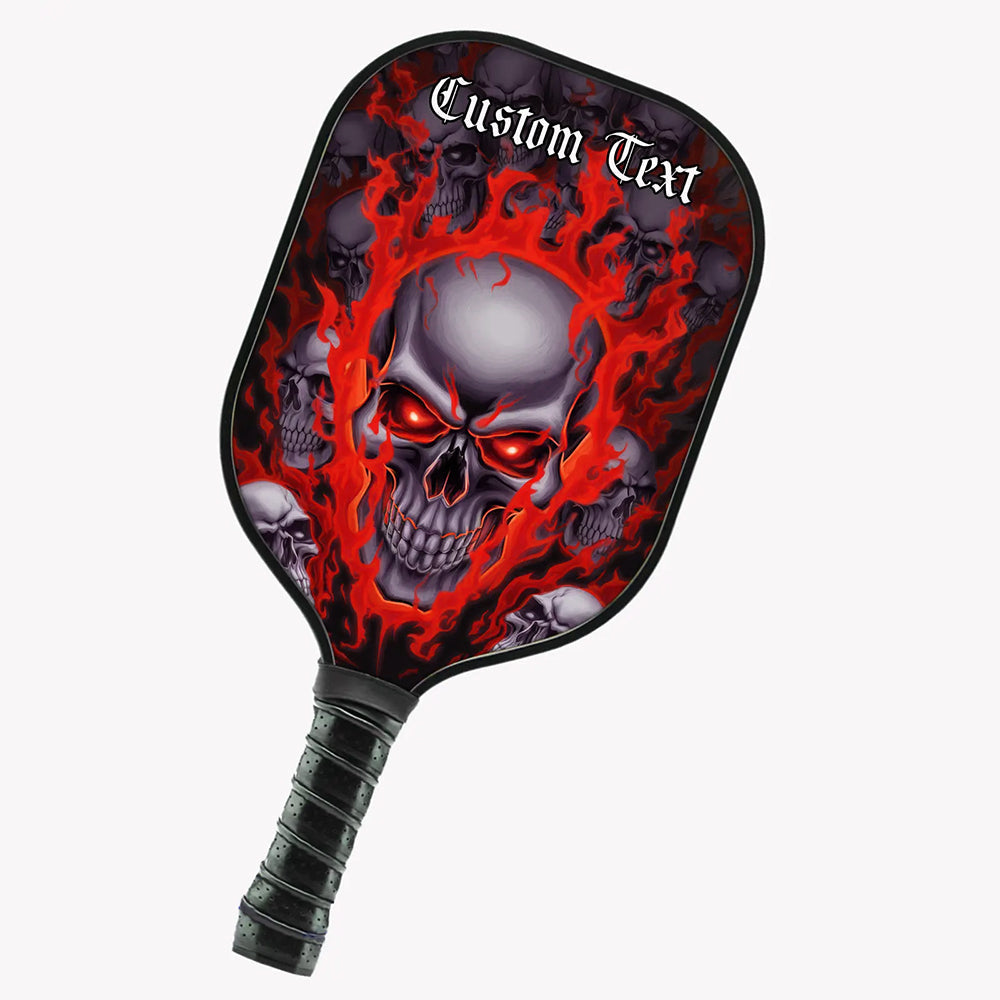 Custom Red Flame Skull Pickleball Paddle For Men And Women, Halloween ...