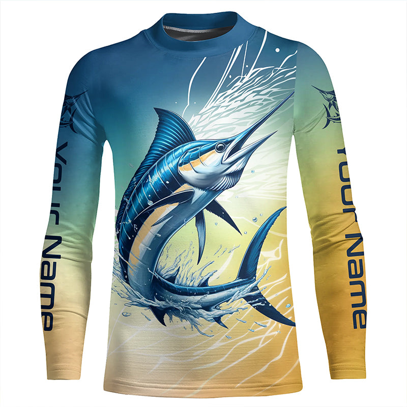 Personalized Marlin Fishing Long Sleeve Performance Shirts, Marlin Fis ...