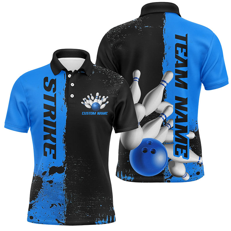 Black And Blue Strike Bowling Team Shirts For Men And Women, Custom Bo ...