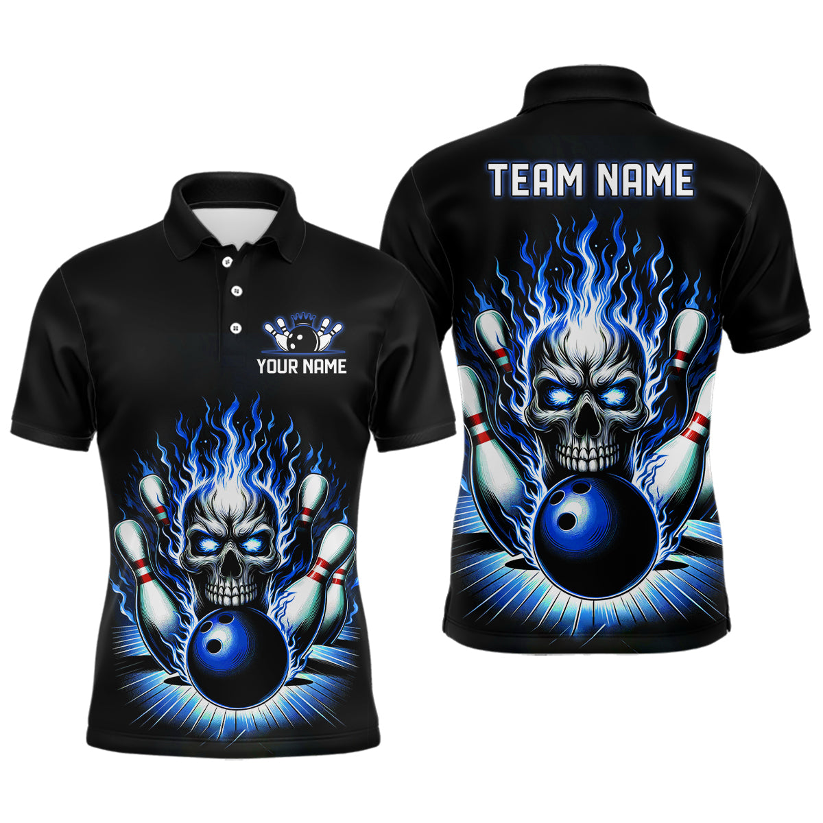 Personalized Unisex Skull Bowling Shirt Custom Team'S Name Flame Bowle ...