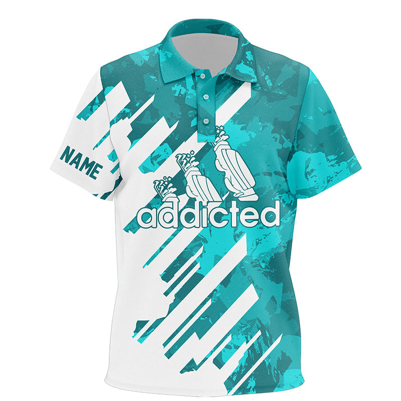 White and turquoise camo golf clubs Kids polo shirt custom addicted Ki ...