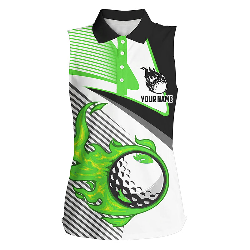 Womens sleeveless golf polo shirts custom flame golf ball apparel for ...