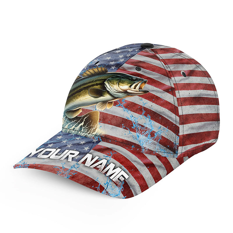 American flag patriot Largemouth Bass Fishing Baseball Angler Hat Cap ...