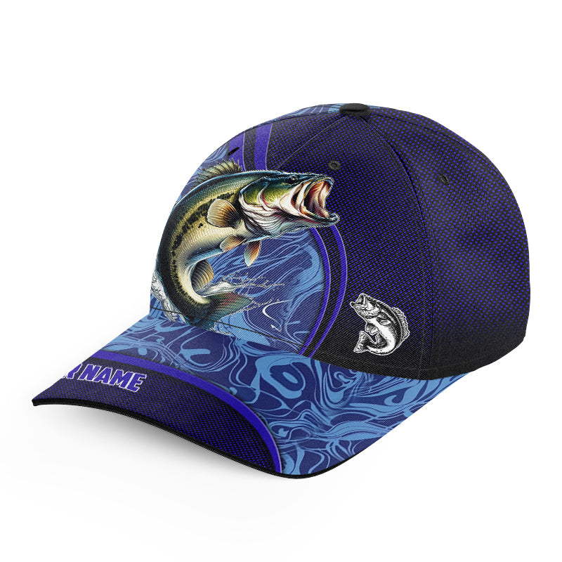 Largemouth Bass fishing blue camo Custom fishing hats, saltwater Angle ...
