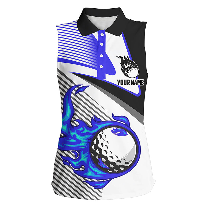 Womens sleeveless golf polo shirts custom flame golf ball apparel for ...