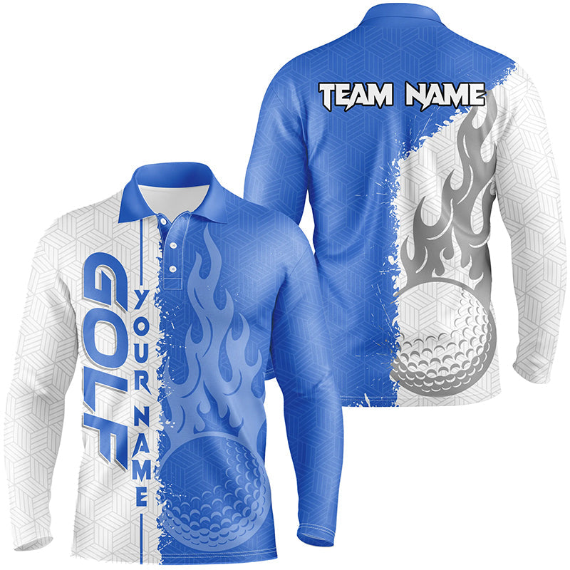 Blue and white flame golf ball custom Mens golf polo shirts, best mens ...