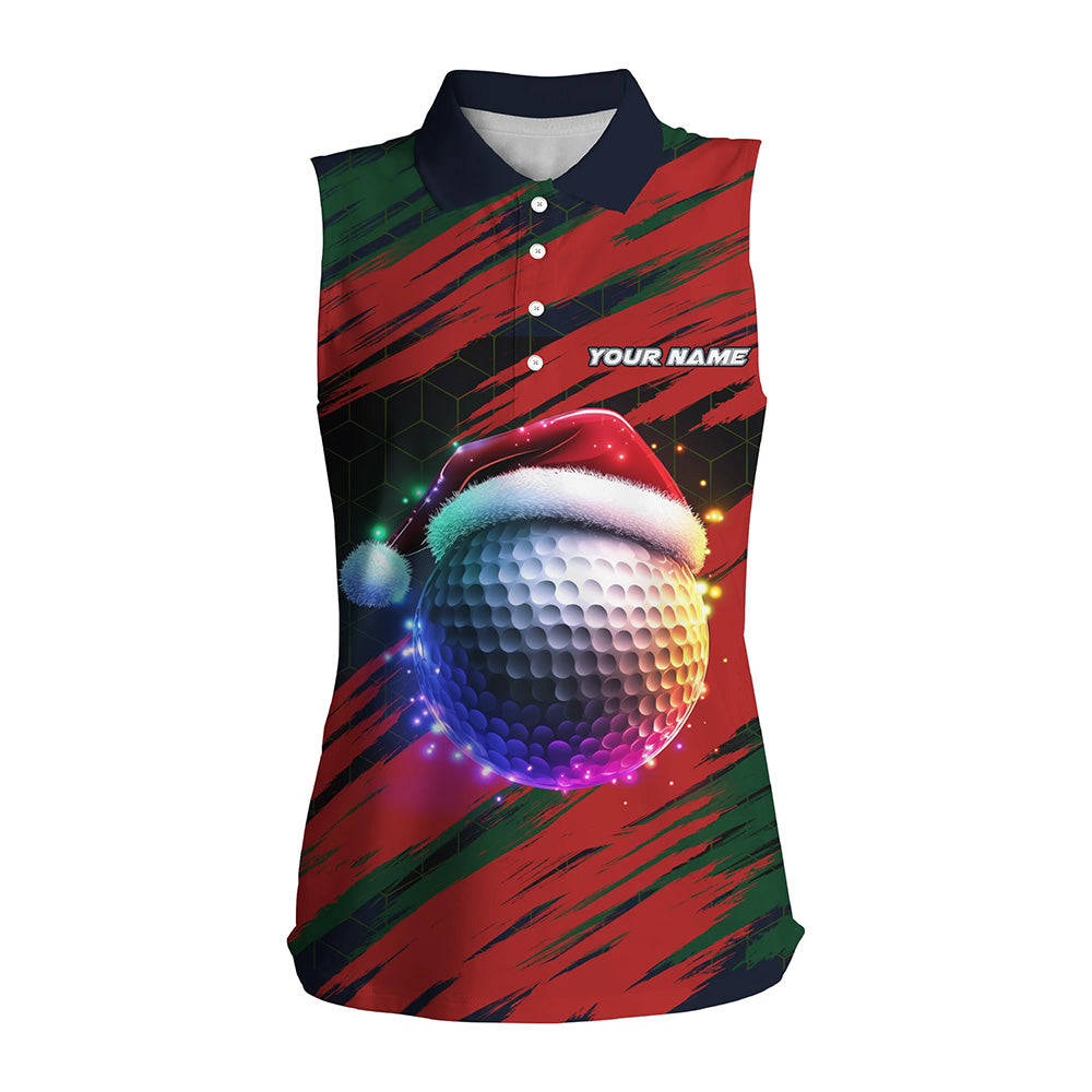 Christmas Golf ball Women sleeveless polo shirt custom ladies golf top ...