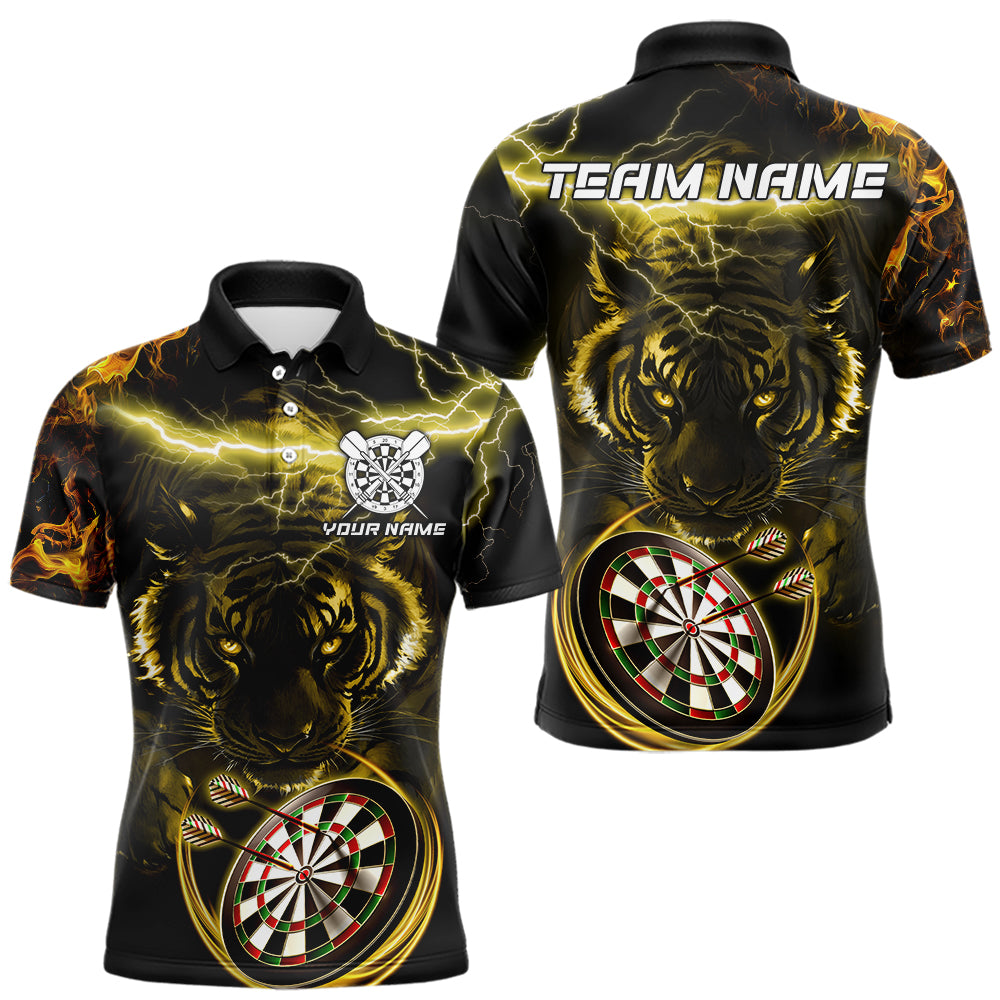 Personalized Yellow Lightning Thunder Storm Tiger Darts Shirts For Men ...