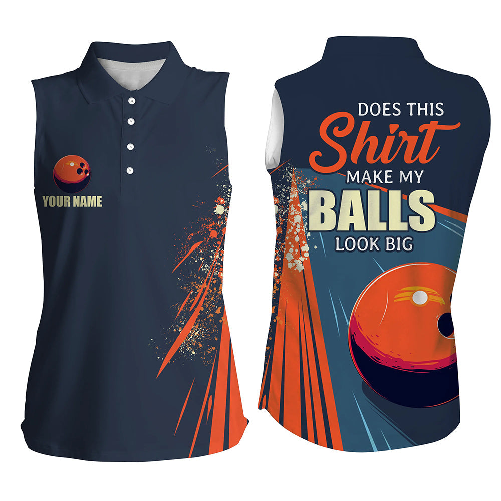 Personalized Navy & orange Retro Bowling Sleeveless Polo custom Does t ...
