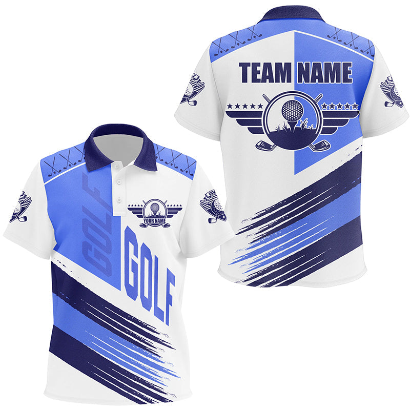 Blue and white golf clubs Kid golf polo shirts custom team golf shirts ...