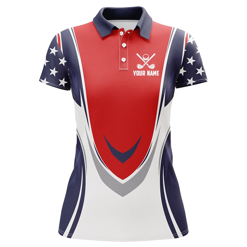 Red, white and blue American Flag matching team golf shirts custom pat ...