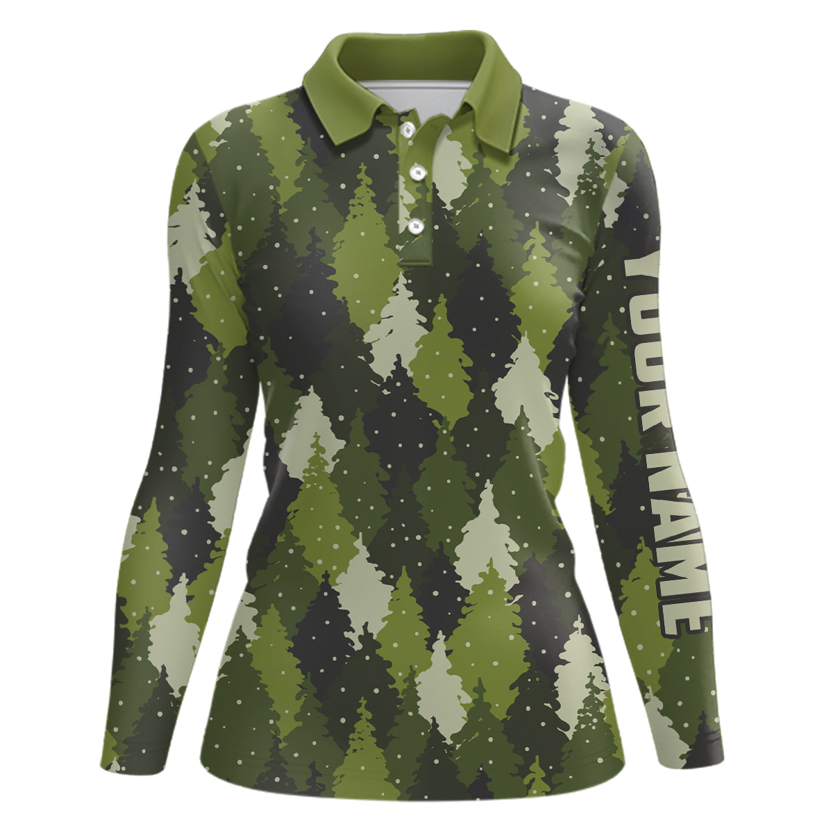 Womens golf polo shirt custom green trees camouflage Christmas golf sh ...