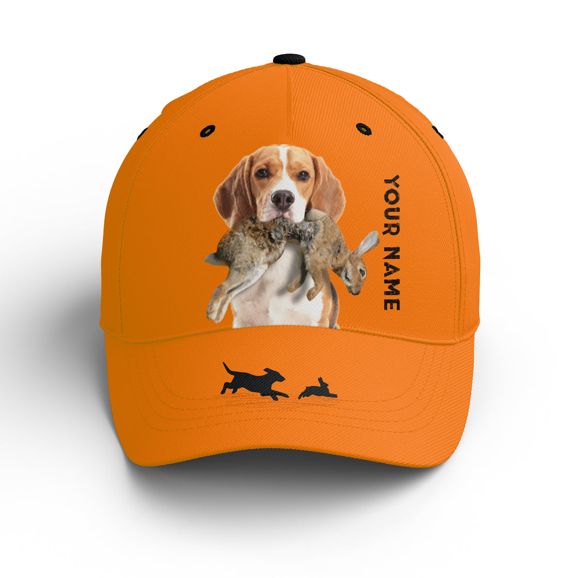 Rabbit Hunting with Beagle Dog Hunting Blaze Orange Custom Name Hat fo ...