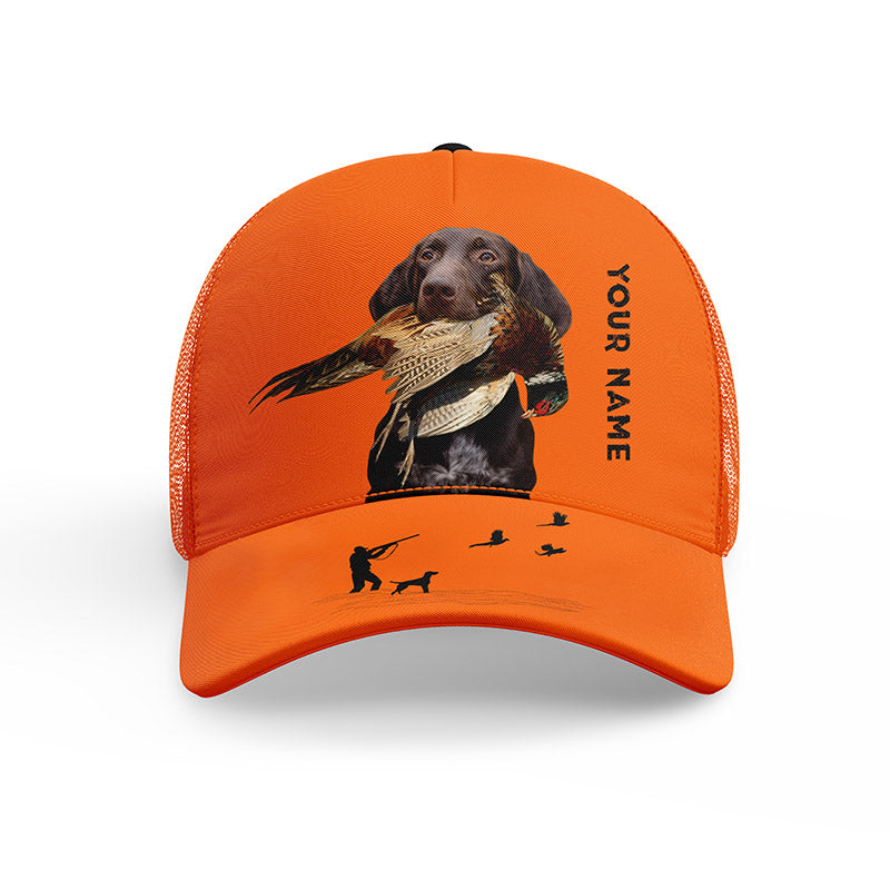 Hunting Dogs Pheasant Hunting Blaze Orange Custom Name Mesh Back Cap ...