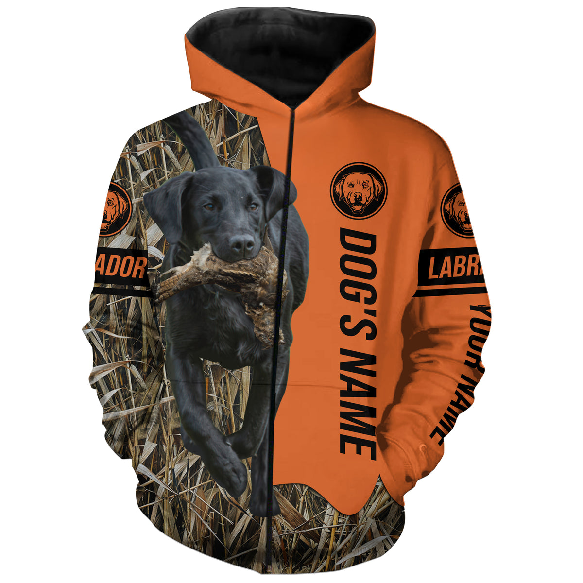 Black Labrador Retriever Hunting Dog Customized Name Zip Up Hoodie Shi ...