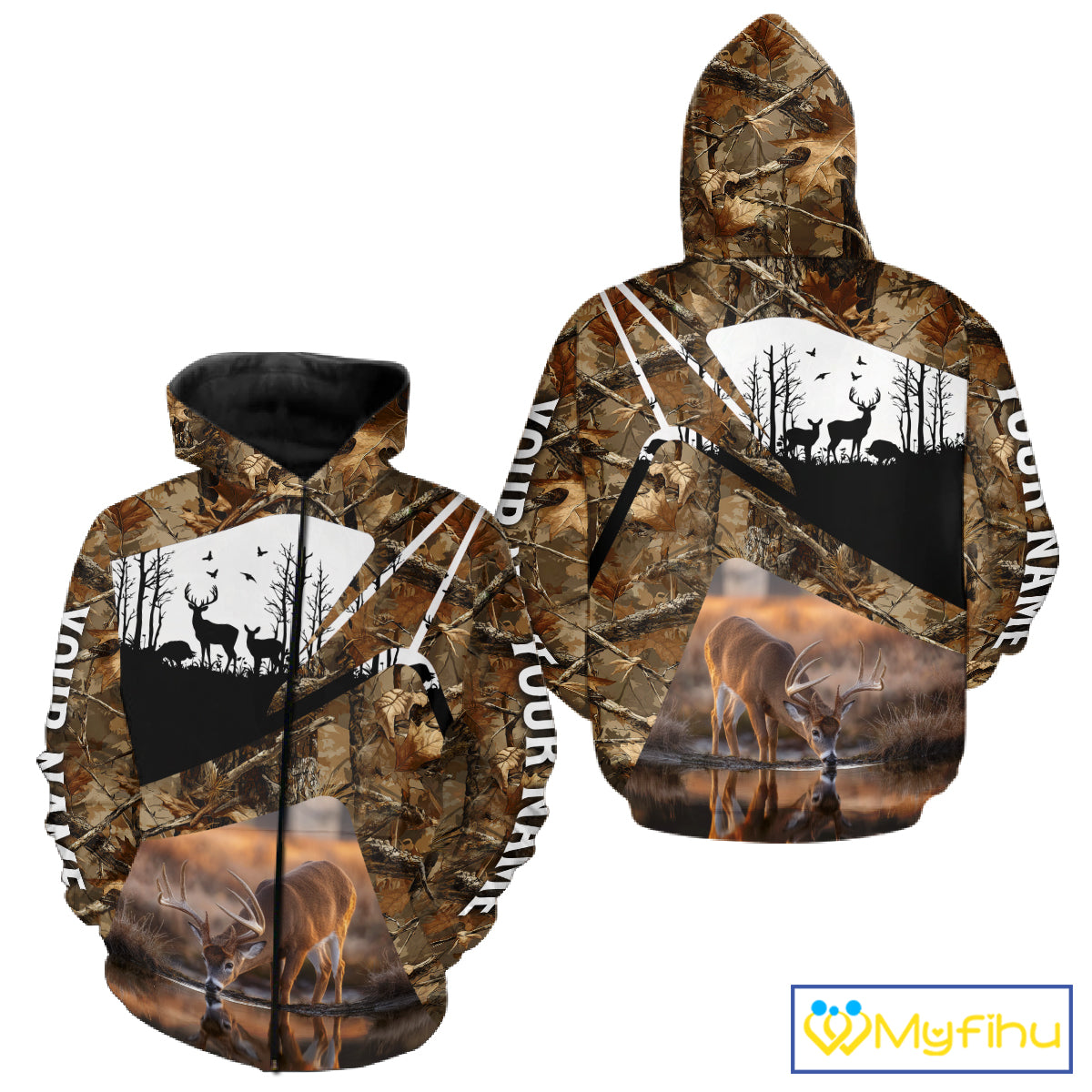 Deer Hunting 3D All Over Print Shirt Personalized Brown Fall Season Ca ...