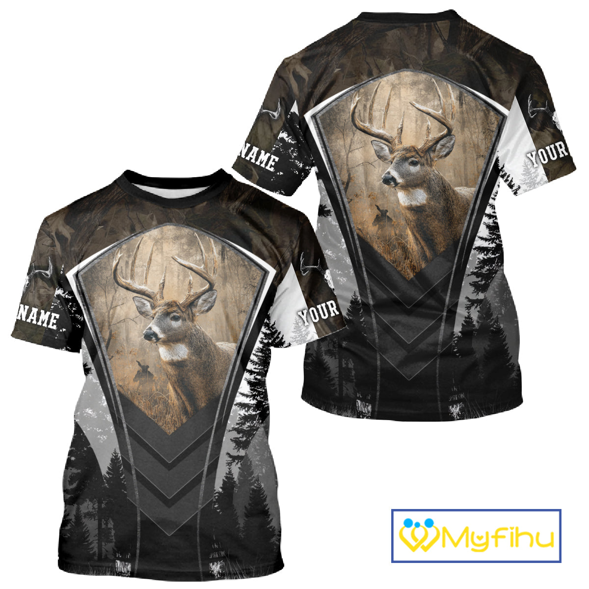 Beautiful Whitetail Deer Hunting Brown Camo 3D All Over Printed Shirts ...