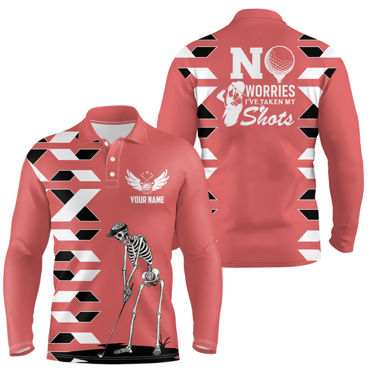 Mens Skull Golf Polo Shirts Personalized Pink Golf Shirts For Men, Hal ...