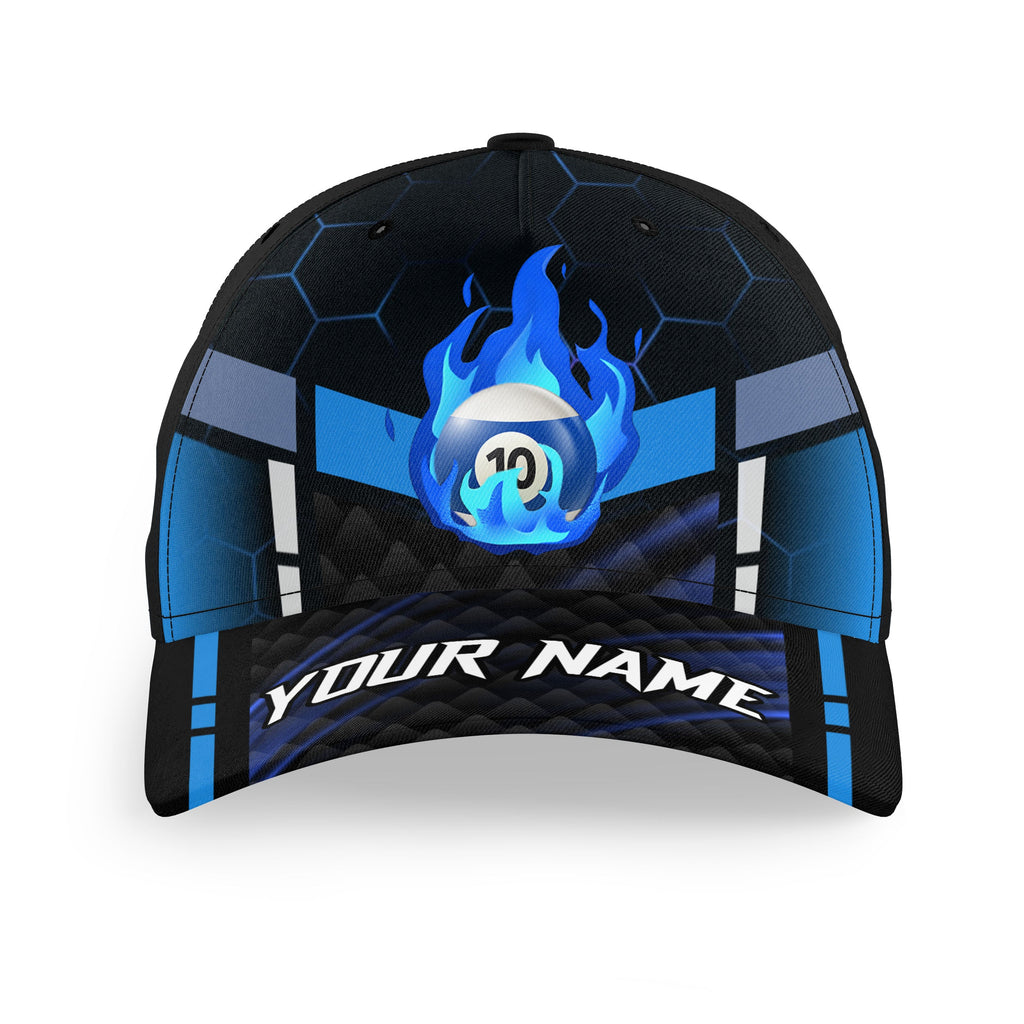 Personalized Flame Blue 10 Ball Pool Billiards Hats For Pool Players C ...