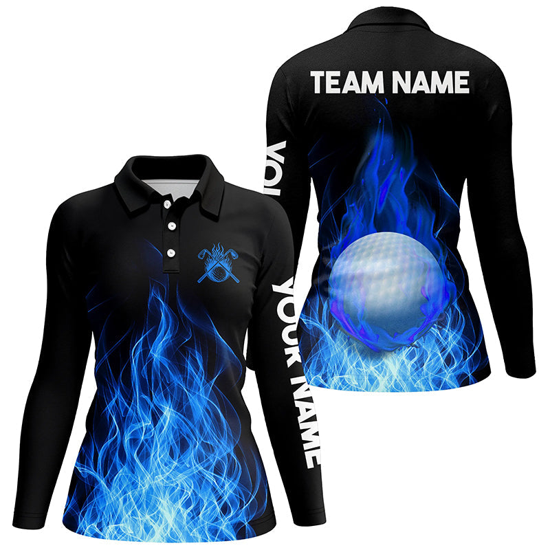 Womens Golf Polo Shirts Custom Golf Ball Fire Flame Golf Outfit For La ...