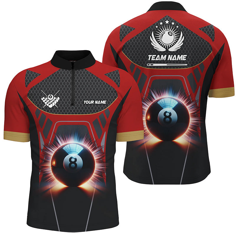 Glowing 8 Ball Pool Billiard Men Quarter-Zip Shirts Custom 3D Billiard ...