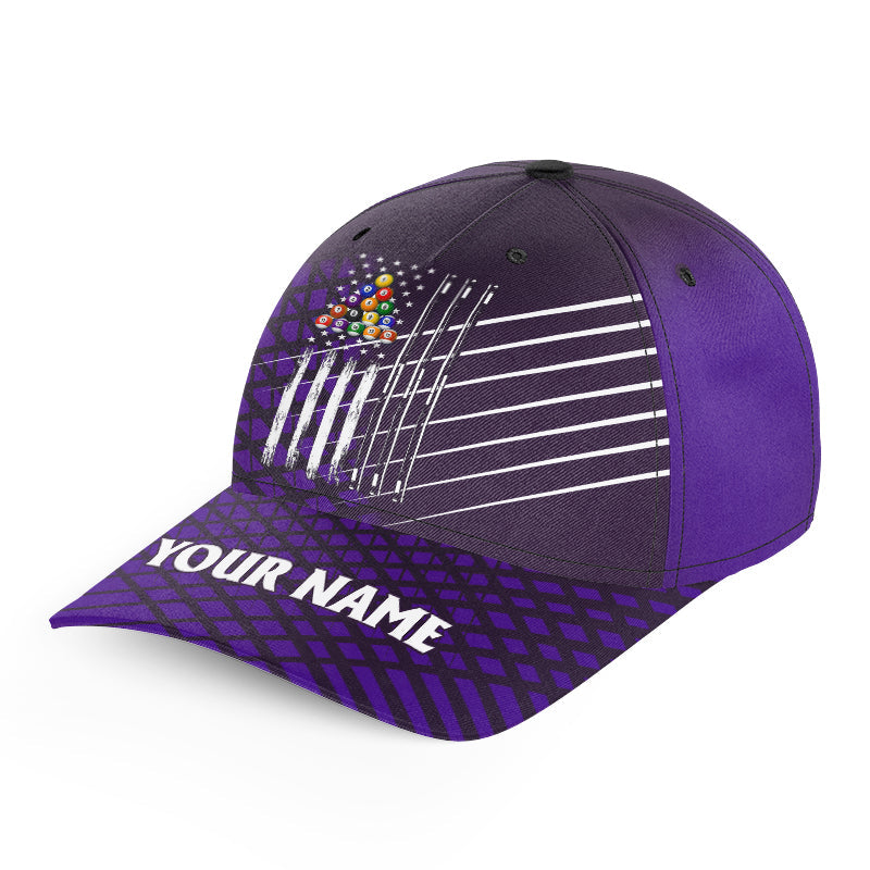 Personalized Purple American Flag Billiard Baseball Cap For Pooler Cus ...