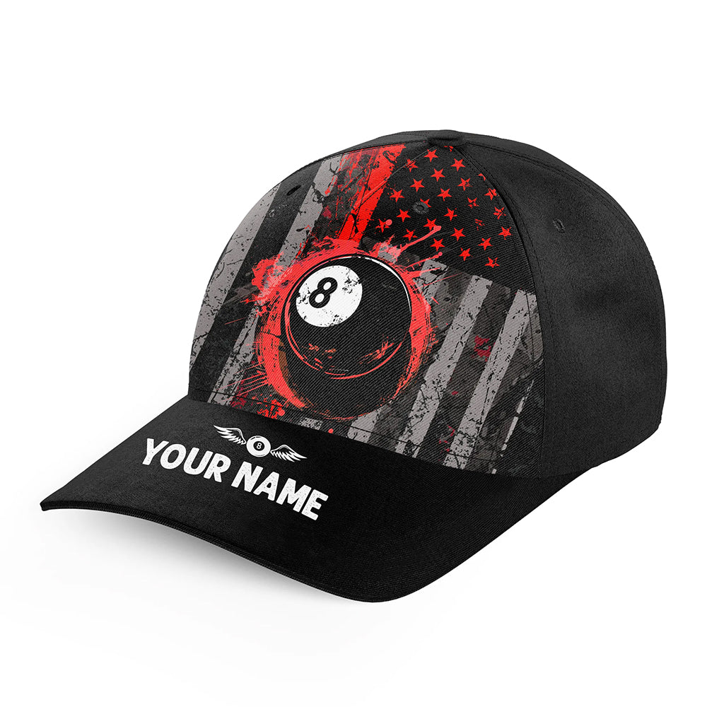 Black And Red Patriotic US Flag Billiard Baseball Caps Custom Top Hat ...
