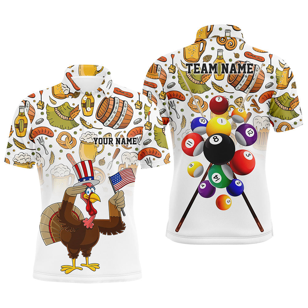 Customized Thanksgiving Day Turkey Chicken Billiard Polo Shirts For Me ...