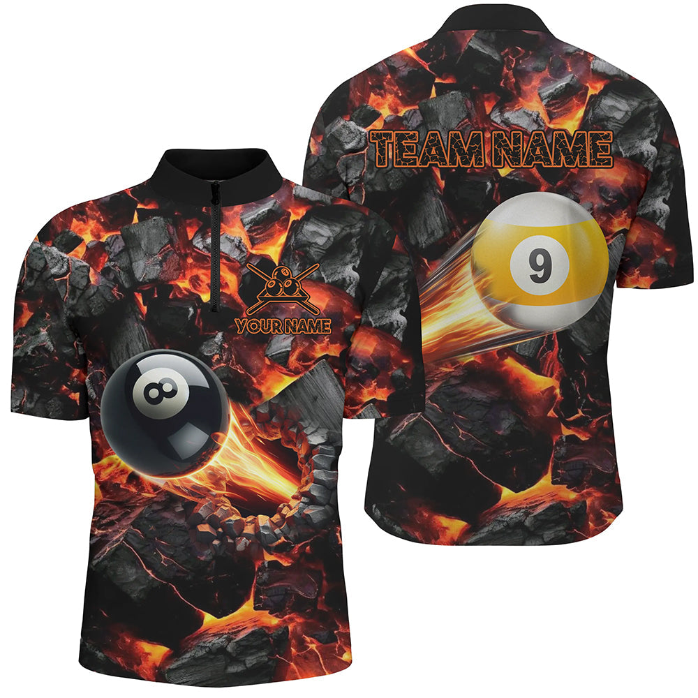 Personalized 8 Ball & 9 Ball Fire Shooting Billiard Jerseys For Men, B ...