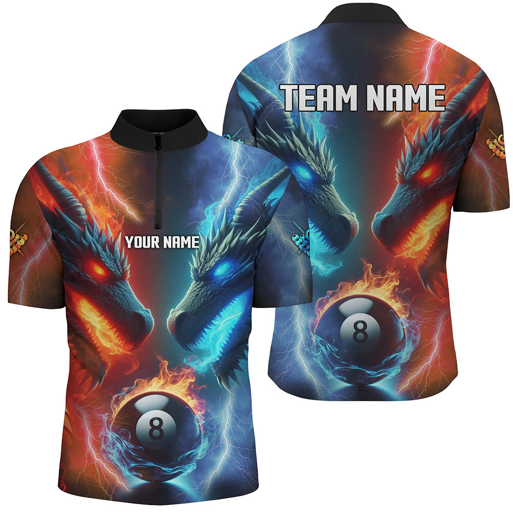 Personalized Water Fire 3D Dragon 8 Ball Pool Billiard Shirts For Men ...