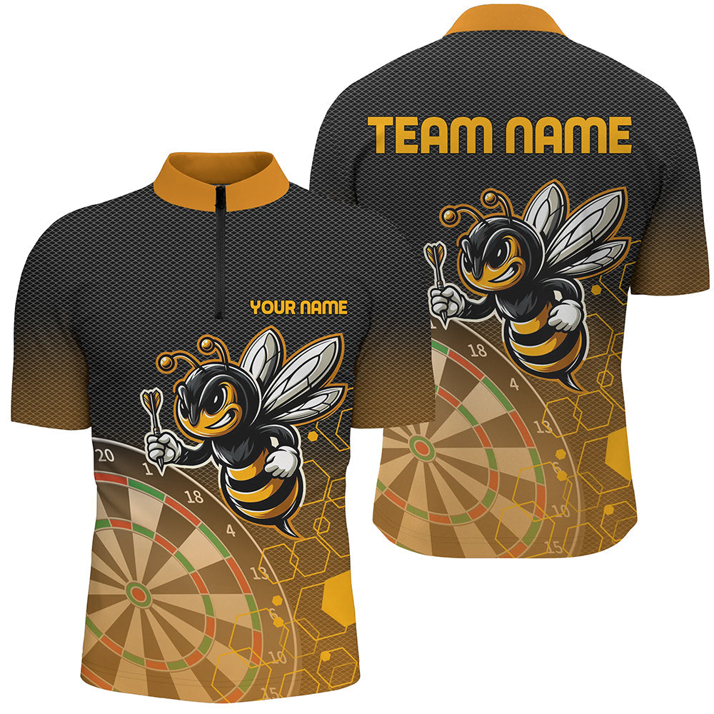 Personalized Darts Board Funny Bee 3D Printed Men Polo & Quarte-Zip Sh ...