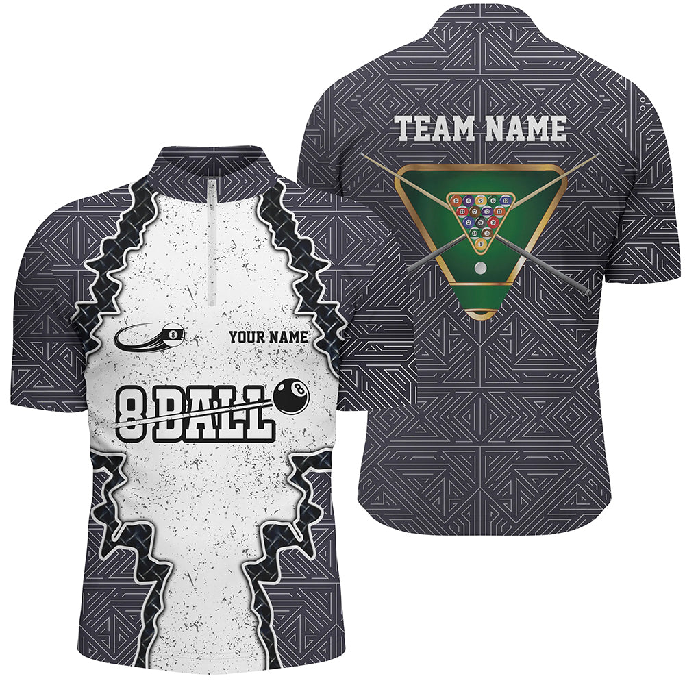 Personalized Armor 8 Ball Pool Billiard Men Quarter-Zip Shirts, 8 Ball ...