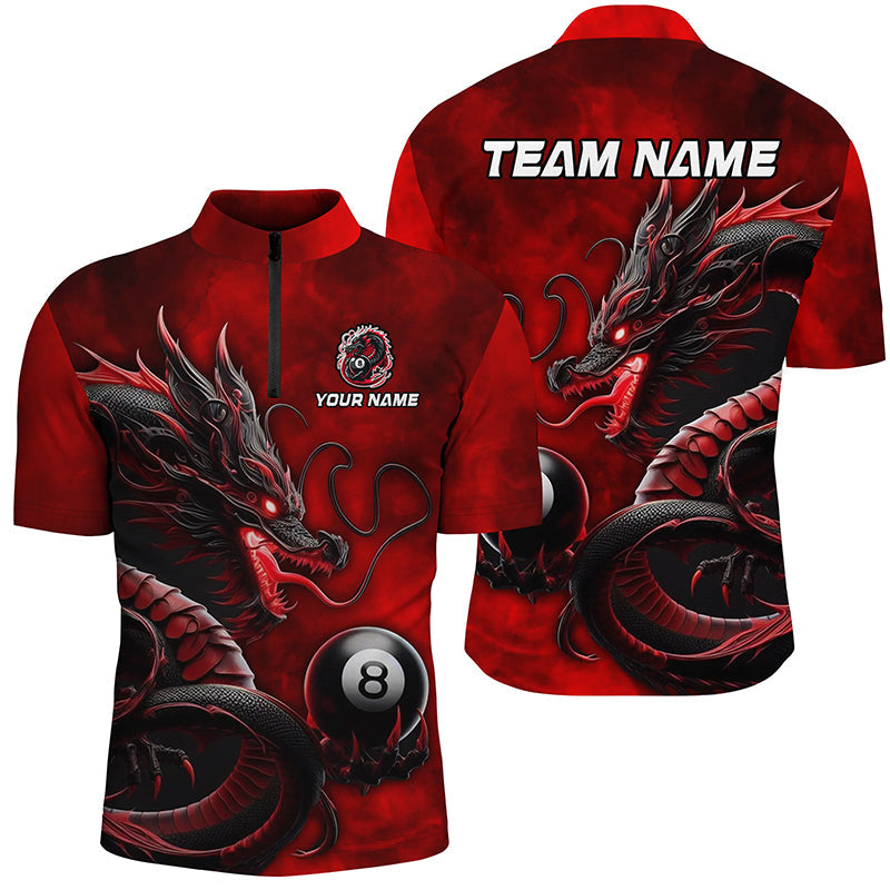 Personalized Billiard Dragon 8 Ball Pool Shirts For Men Custom Red Tea ...