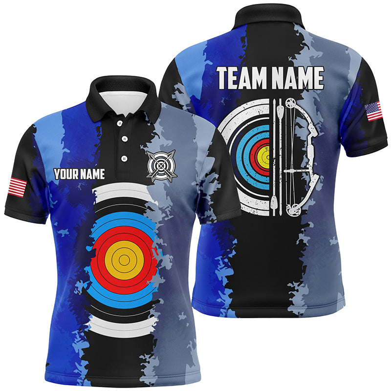 Personalized Blue Jerseys Archery Target 3D Men Polo Shirts Custom Tea ...