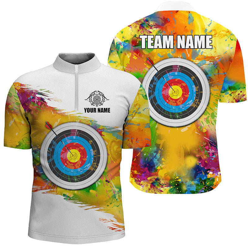 Colorful 3D Target Archery Men Polo & Quarter-Zip Shirt Custom Archery ...