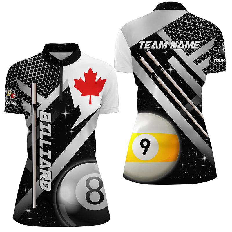 Canada Leaf Black Jerseys Custom Billiard 8 & 9 Ball Pool Shirts For W ...