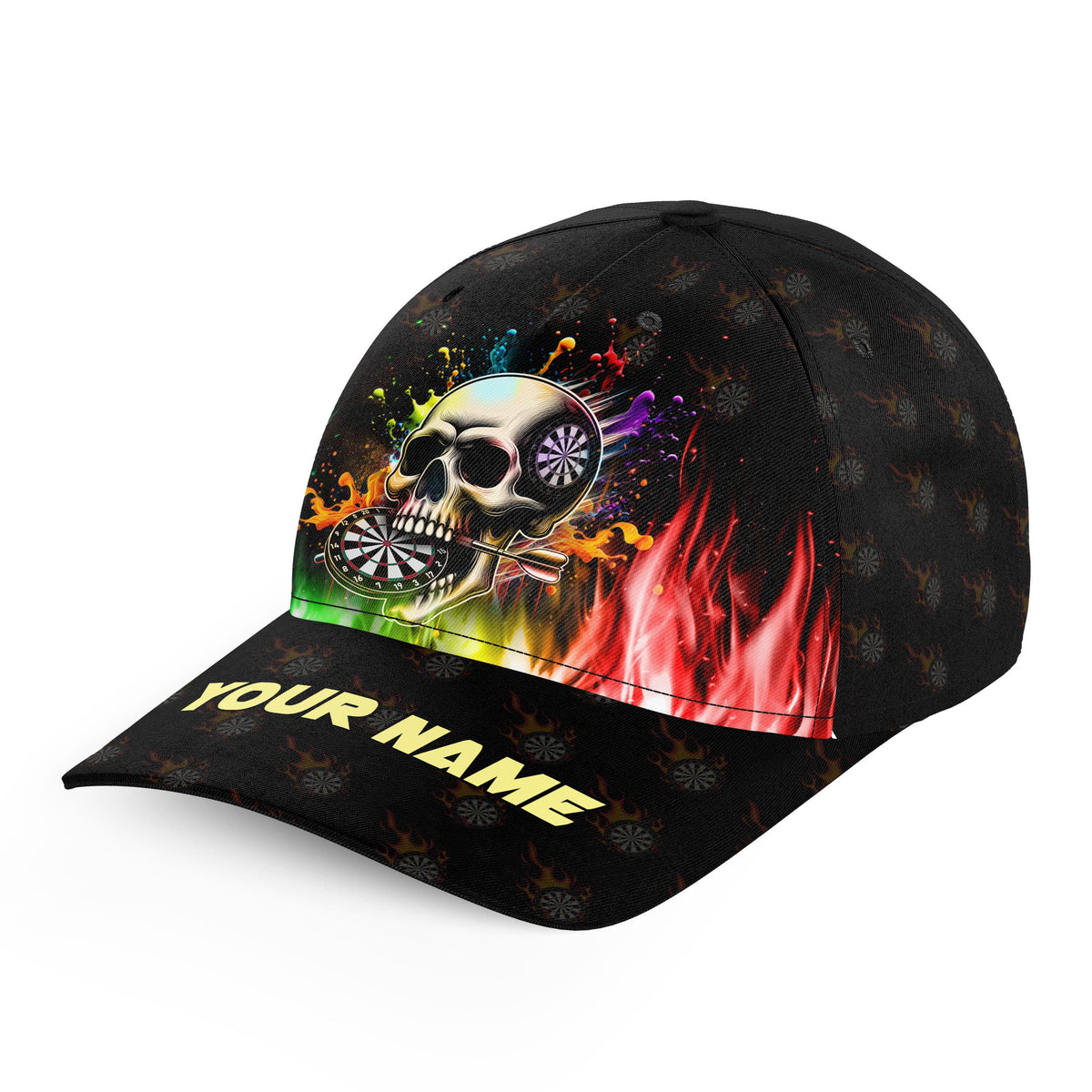 Personalized Funny 3D Skull Baseball Darts Caps Custom Name Colorful F ...