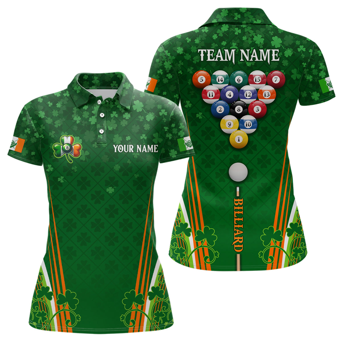 St Patrick's Day Billiard Ball Custom Shamrock Women Quarter-Zip Patri ...