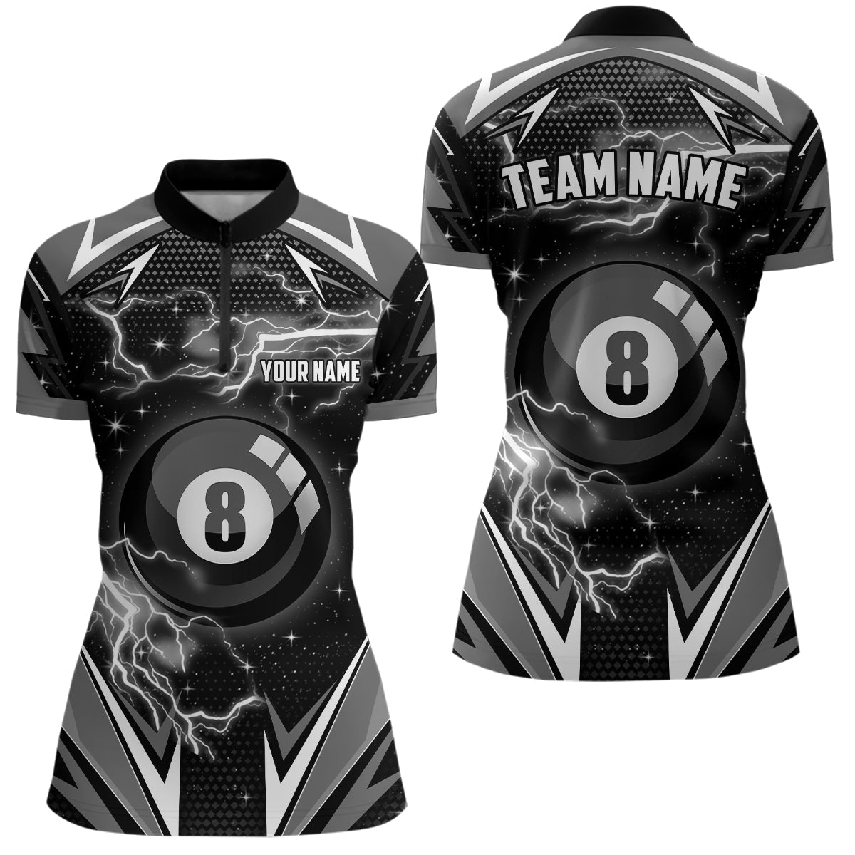 8 Ball Pool Billiard Jerseys For Women Custom Name Black Billiard Shir ...