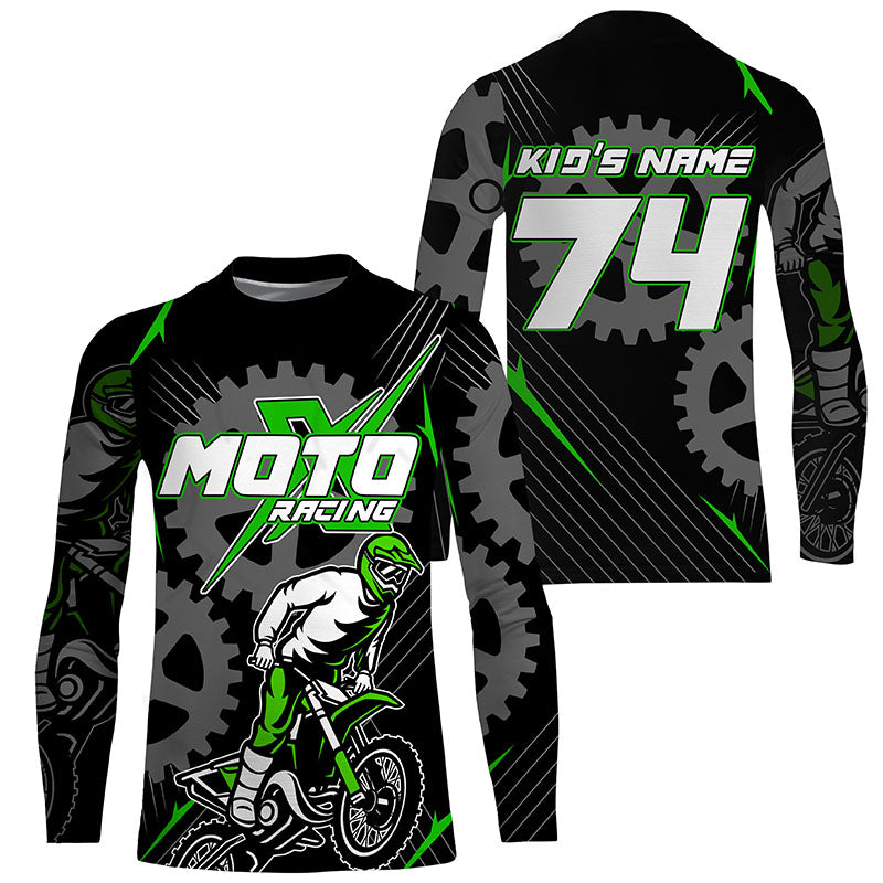 Custom green dirt bike jersey kid&adult UPF30+ Motocross racing MotoX ...