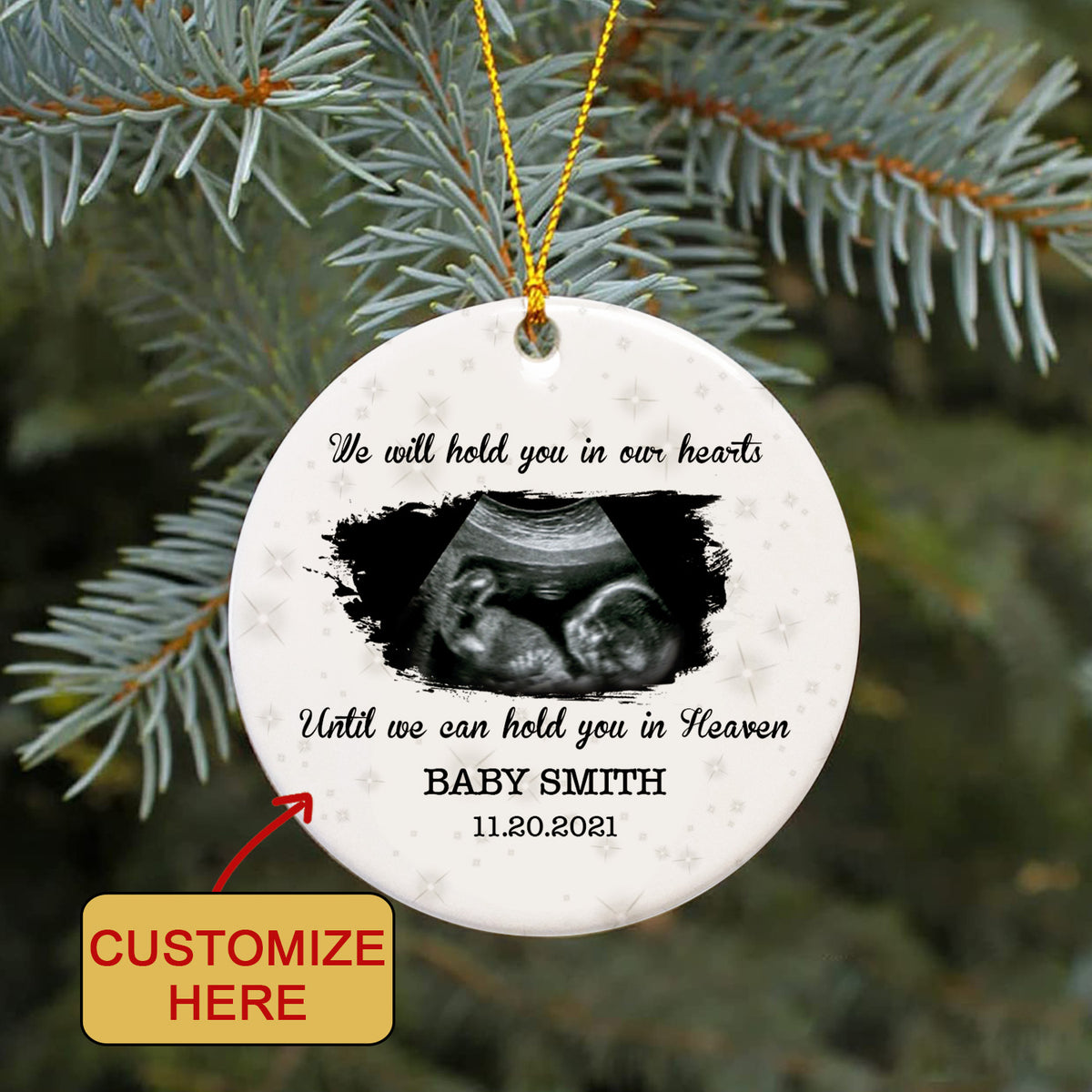 Miscarriage Memorial Ornament - Custom Sonogram Photo, Remembrance for ...