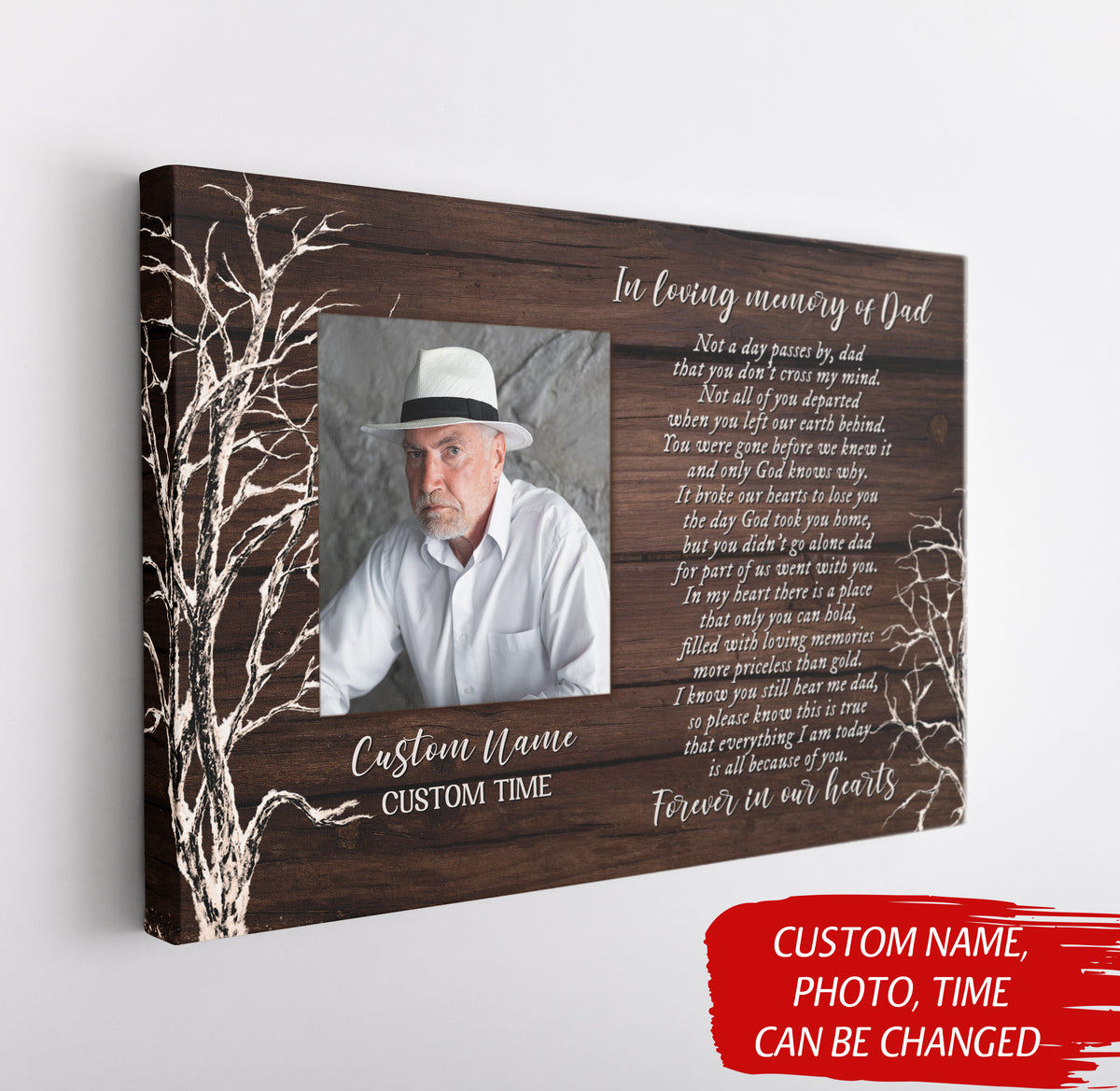 Custom Dad memorial canvas - Bereavement gift for loss of father, in L ...