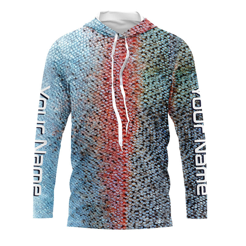 Rainbow Trout Fly Fishing Scales Custom Long Sleeve Fishing Shirts, Tr ...